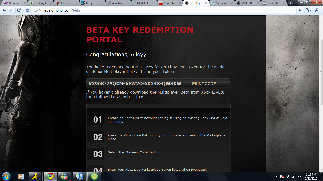 Medal Of Honor Beta Code *how to scam* - General Discussion - iBotModz
